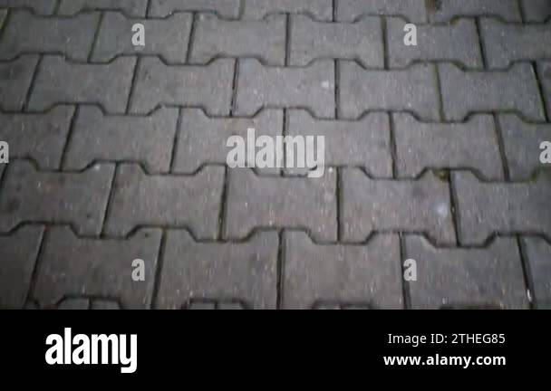 The road with the eyes of a walking person. View of the pavement paved ...