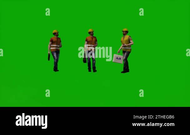 Construction worker green screen, working, walking, dancing, mobile ...