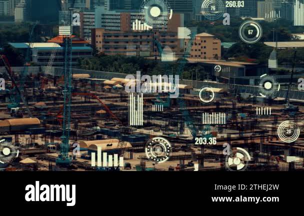 Construction technology concept with alteration graphic over ...