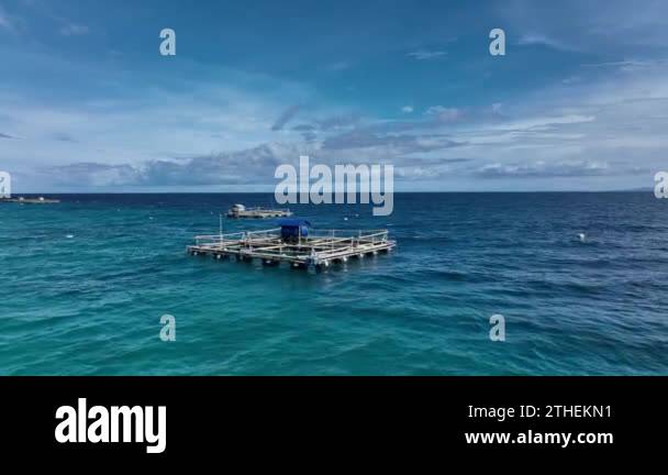 Fish Farms Off The Coast Of Cebu Island In The Philippines, Aerial View ...