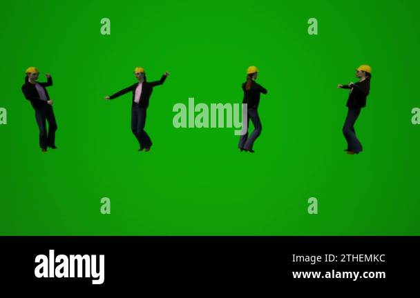 3D several architects and buildings green screen sitting and working ...