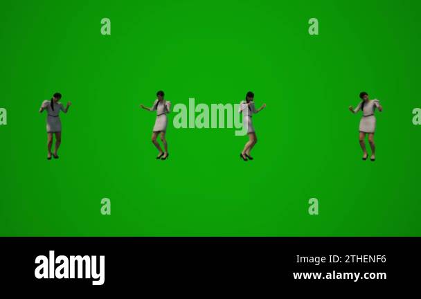 woman girl green screen 3d walk dance talk site shop mobile work and ...