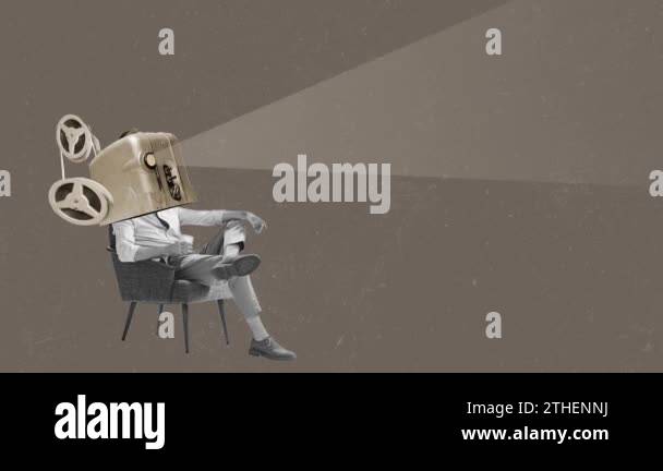 Stop motion, animation. Creative design. Movie time. Retro film player ...