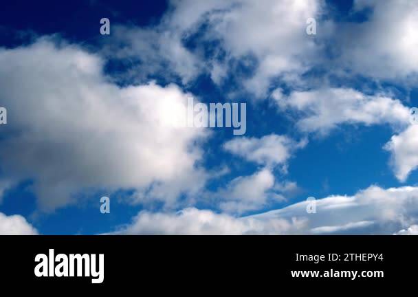 Blue sky and white cloud natural background. 4K sky cloud real time ...