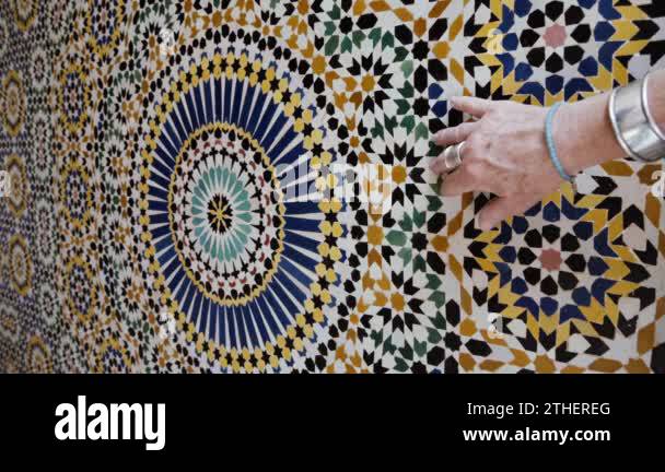 Moroccan zellige mosaic pattern in traditional Islamic geometric design ...