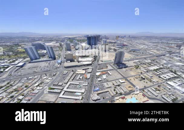 Timelapse, panning and distorted view of Las Vegas from the top of the ...
