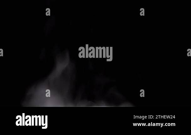 Rising Blurred White Clouds of Steam, Smoke, Icy Thick Fog on a Black ...