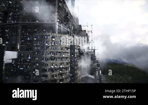 Apocalyptic city build. Overpopulation problem. Realistic 4k animation ...