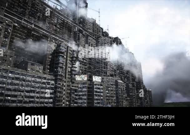 Apocalyptic city build. Overpopulation problem. Realistic 4k animation ...