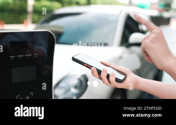 Progressive transportation concept of EV car connected to charging ...