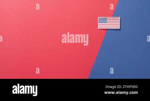 National flag of usa lying on red and blue background with copy space ...
