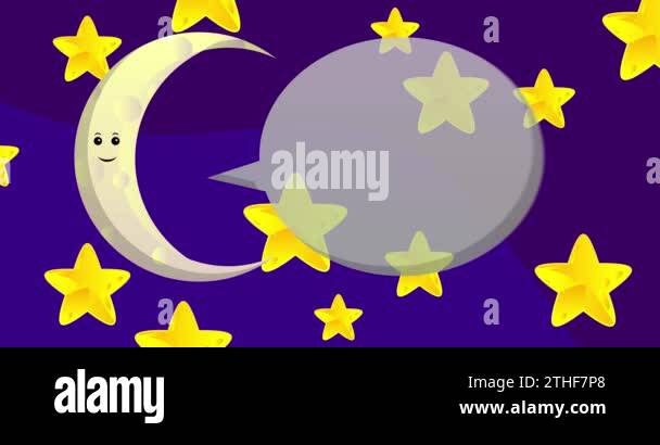 Moon saying Thank You. Text with speech bubble on the night sky ...