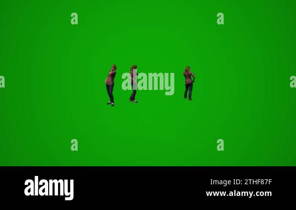 3d European female employee green screen talking and calling the office ...