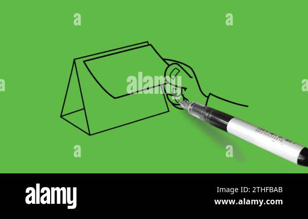Draw hand of young man turn over page of table calendar with black ...