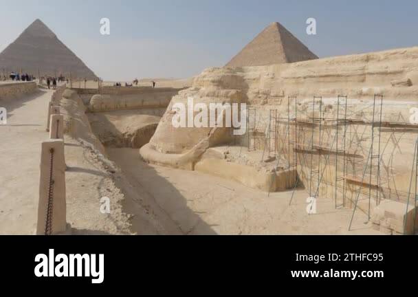 Scaffolding on The Great Sphinx Sculpure Restoration works, Giza ...
