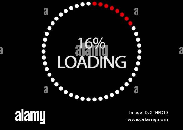 Circular loading indicator with red dots. Load from 1 to 100 percent. Loading circle icon ...