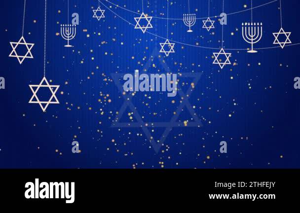 Star of David and Menorah are symbols of Judaism. Jewish characters on ...