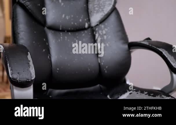 Close up, Old, Torn, Shabby Leather Office Armchair Standing in a Room ...