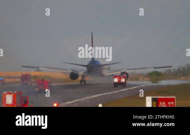 PHUKET, THAILAND - FEBRUARY 4, 2023: Airplane of Azur Air burning ...