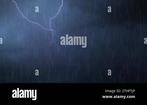 Rain Falling with Lightning Strikes Animation 4K. Stunning Lightning In Storm and Clouds - 3D ...