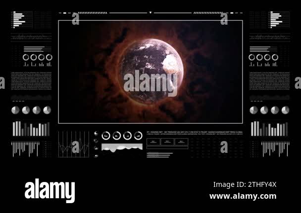 Climate changes analysis. Digital interface with animated infographics ...