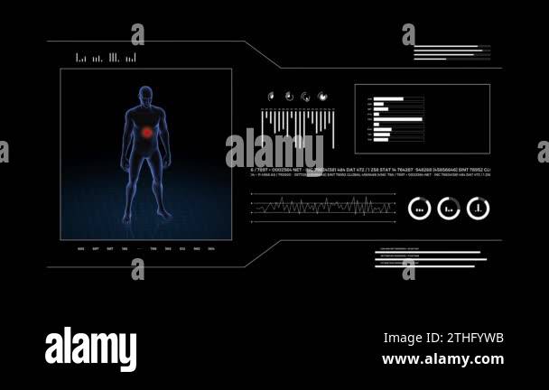 Man with pit of stomach pathology. 3d body of boy. Rotating animation ...