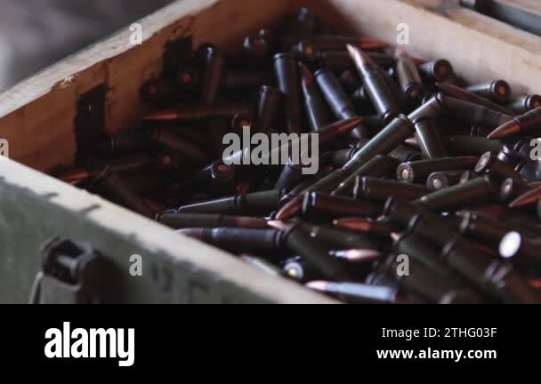 Ammo box, 7.62 caliber bullets for the Ak47, war bullet weapon, bullet ...