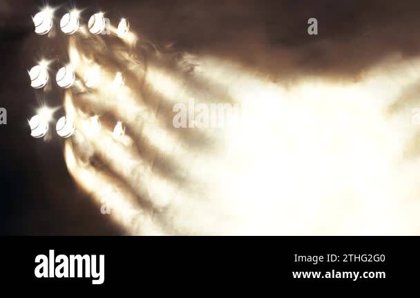 Stage lights and fog or misty in the dark.Musical background.Set of ...