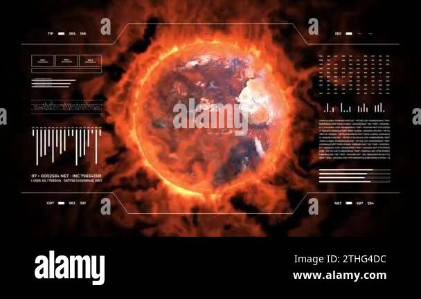 Climate changes analysis. Digital interface with animated infographics ...