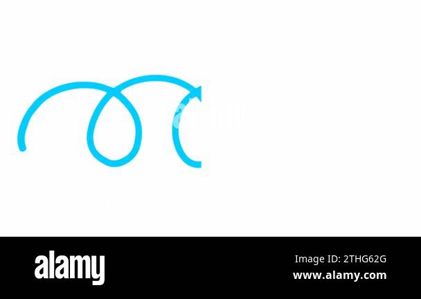 Animated symbol of arrow with loops. Hand drawn blue arrow points to ...