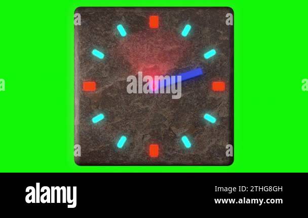 Animation blue wall clock. Animation 3D Timelapse. Green Background ...