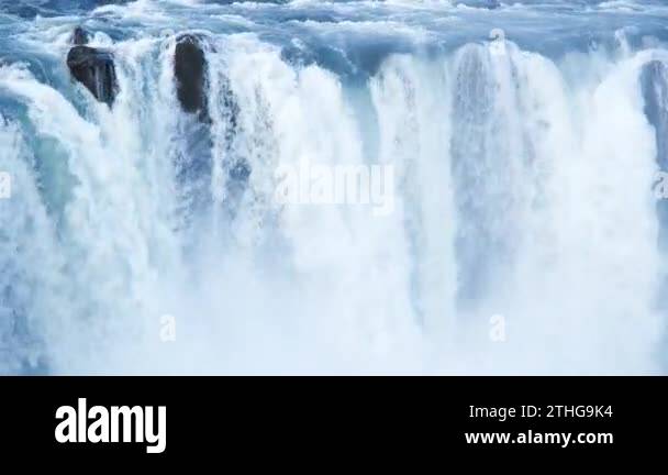 Waterfall In Iceland Water Flowing Through High Cliffs Famous Travel ...