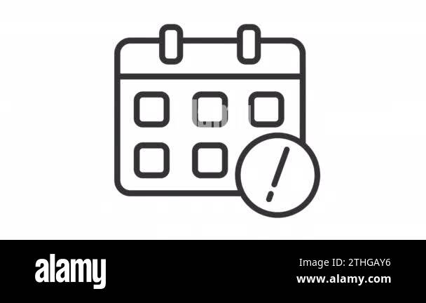 Animated attention linear icon. Important date in calendar. Schedule ...