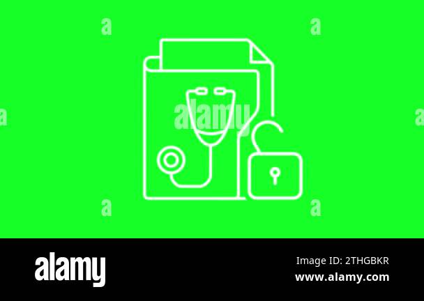 Animated phi white line icon. Protected health information. Loop HD ...