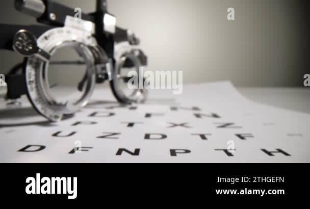 Glasses for checking vision on table with letters closeup 4k movie ...