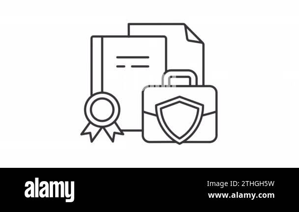 Animated business data linear icon. Protect company documents ...