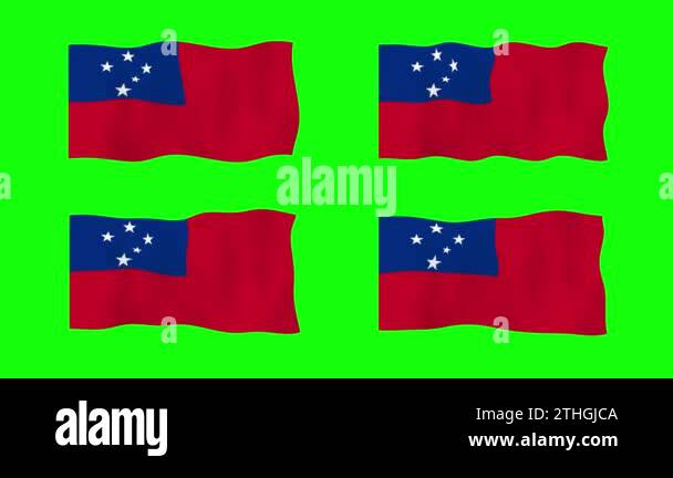 Samoa Waving Flag 2D Animation on Green Screen Background. Looping ...