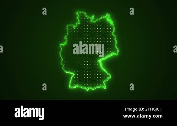 Neon Green Germany Map Borders Outline Loop Background. Neon Green ...