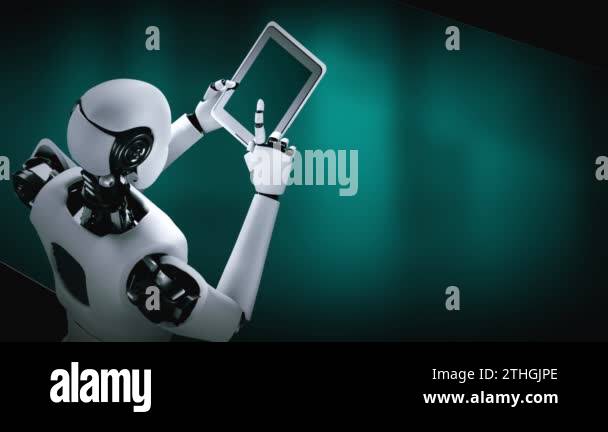 Robot hominoid using tablet computer for big data analytic using AI thinking brain , artificial ...