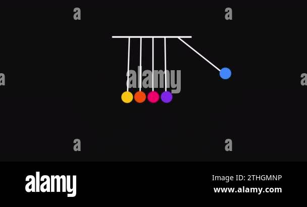 Newtons cradle 4k resolution animation. Newtons cradle on black background screen loader. Loop ...