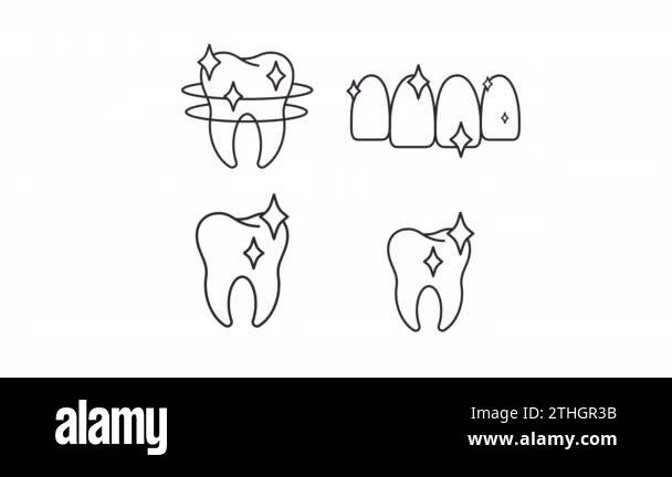 Animated dental hygiene linear icons. Cosmetic dentistry. Professional service. Seamless loop HD ...