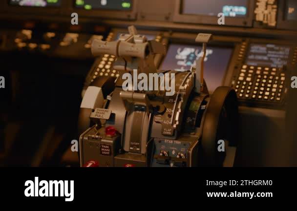 Control panel dashboard with handle or lever to throttle engine and ...