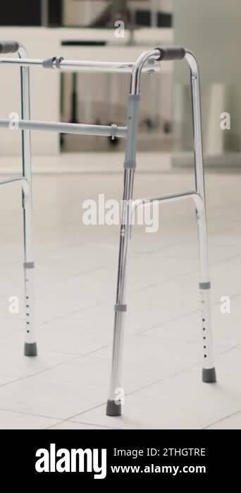 Vertical video: Diagnostic center with reception counter, walking frame ...