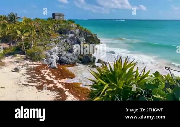 Ancient Tulum ruins Mayan site with temple ruins pyramids and artifacts ...
