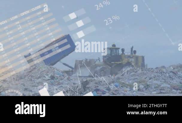 Animation of multiple graphs with database moving over bulldozer ...