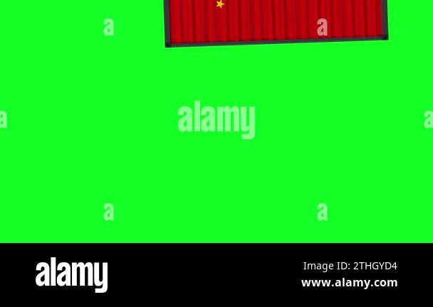 China exports container hanging in the air with hook on Green Screen ...