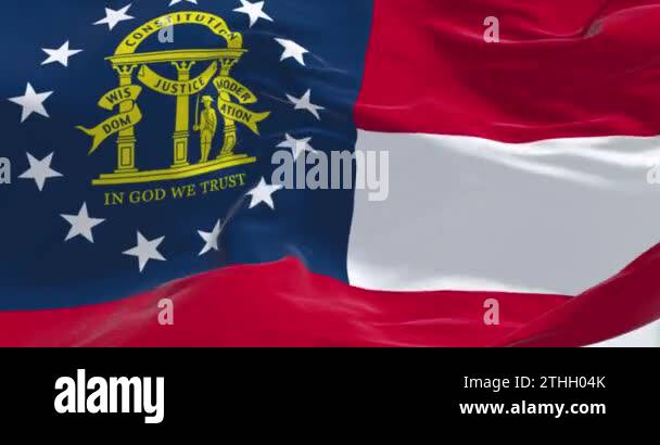 The state flag of Georgia waving in the wind. Georgia is a state in the ...