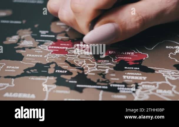 Scratching country of Romania on the Surface of Scratch World Map ...