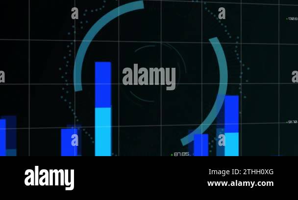Animation of scope scanning with padlock icon and graph over world map ...