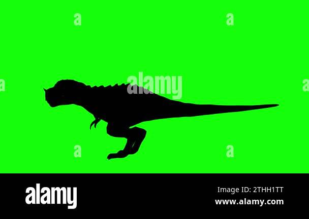 Silhouette of a fantasy creature monster T-Rex with horn attack on ...